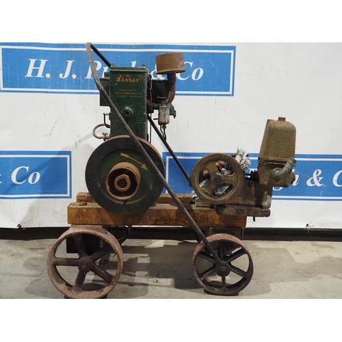 Lister D and domestic pump on 4 wheel trolley