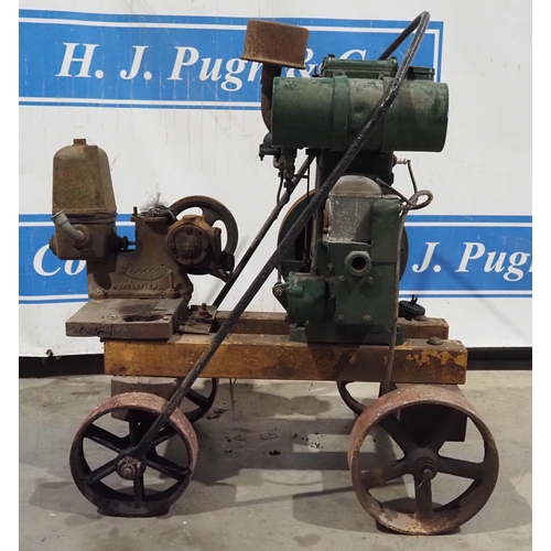 Lister D and domestic pump on 4 wheel trolley