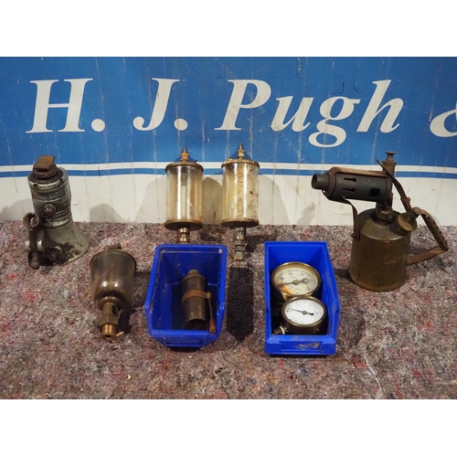 Stationary engine oilers, gauges etc.