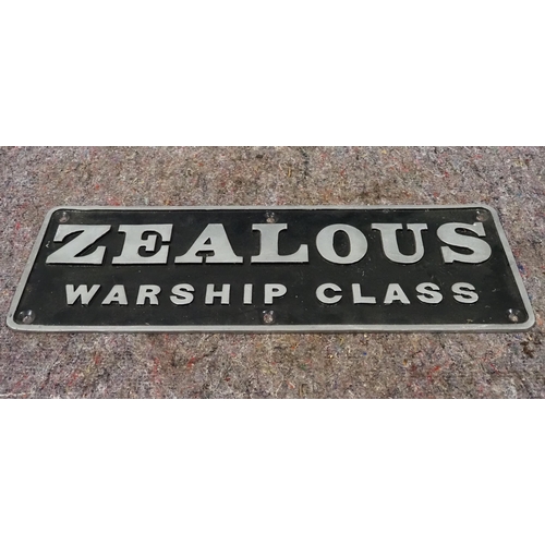 Cast aluminium diesel locomotive nameplate "Zealous Warship Class" 31 ...