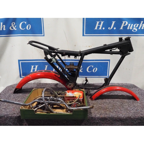 BSA B50T frame and swingarm with mudguards, battery box rear loop and ...