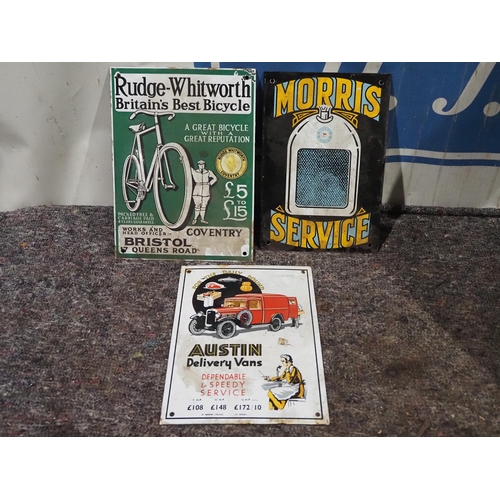 Modern Enamel signs Morris, Rudge-Whitworth and Austin