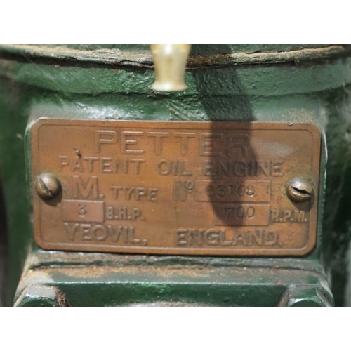 Petter M type 3hp stationary engine, no. 63108