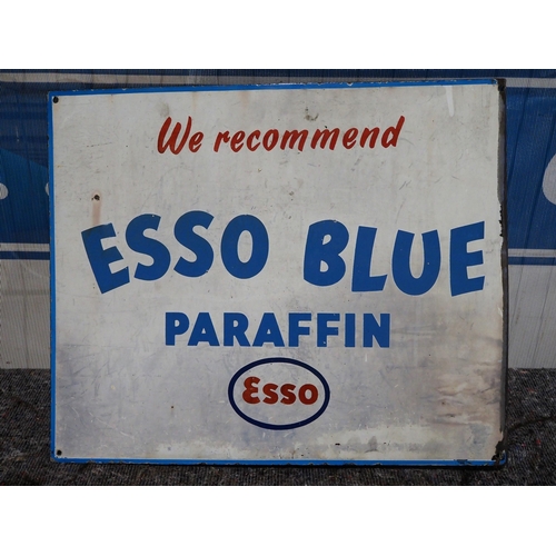 Double sided enamel sign - Esso Blue Paraffin 18" x 22"