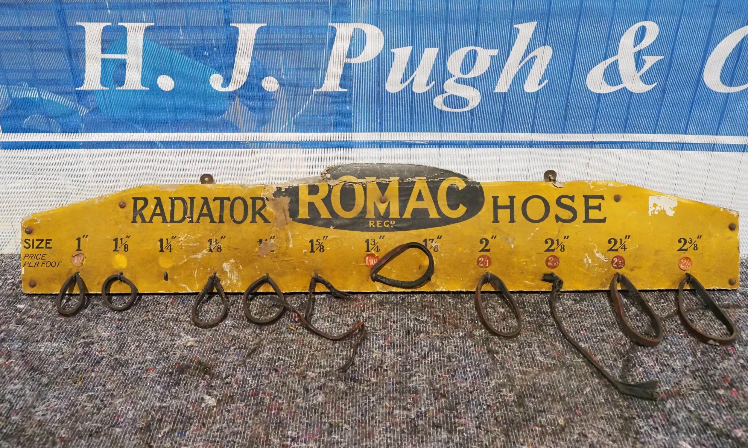 Card on wood hose display rack - Radiator Romac Hose 39" x 6"