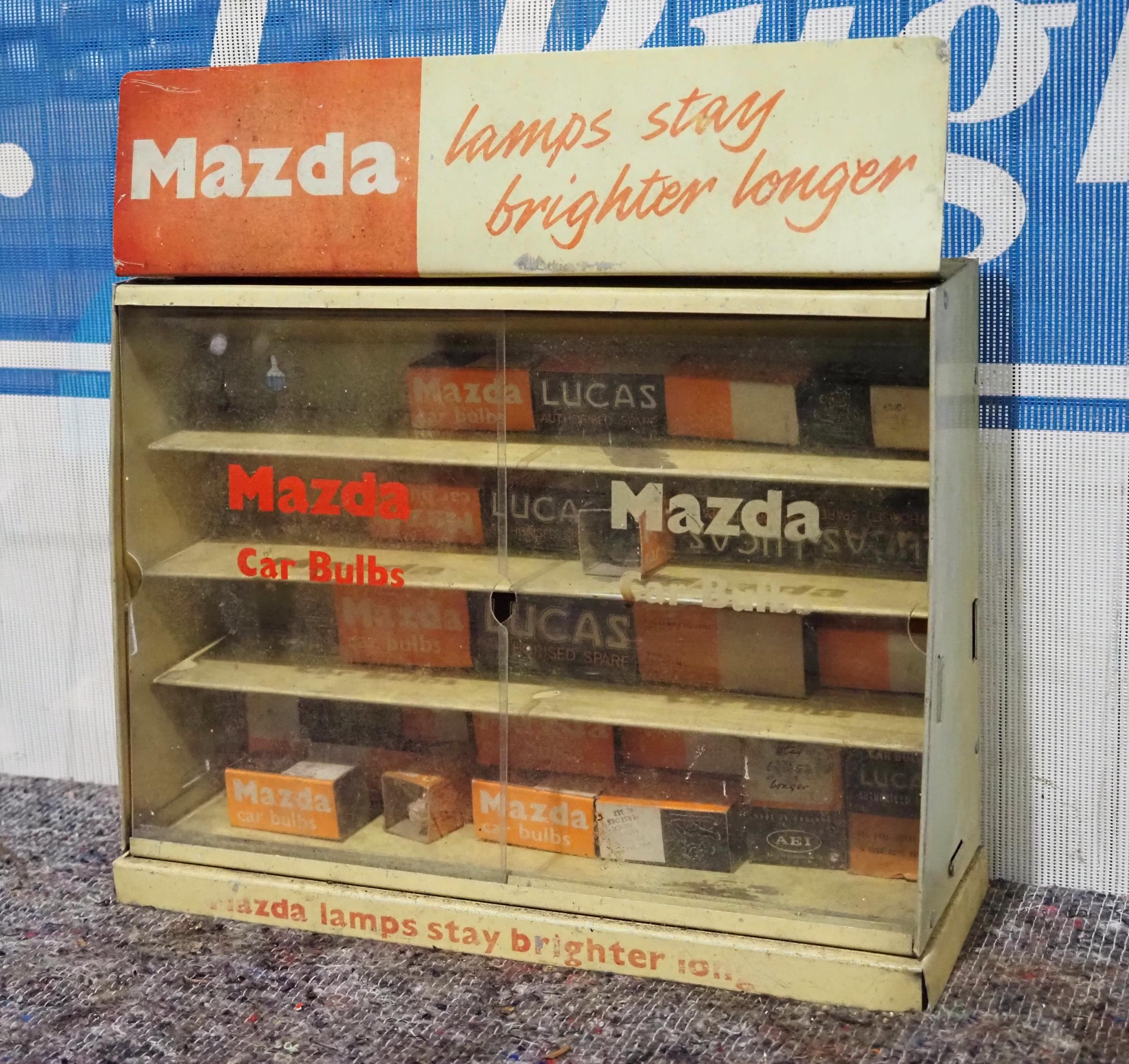 Mazda car bulbs display rack with Lucas bulbs