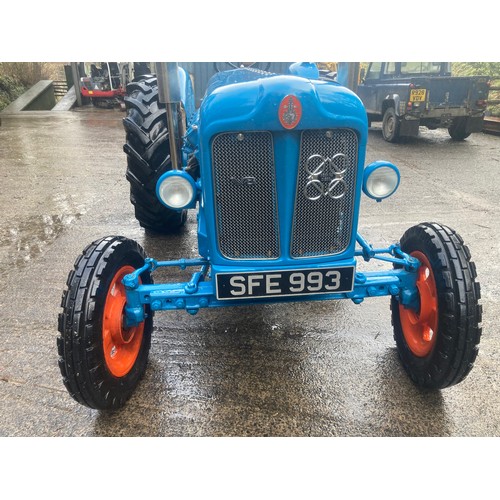 Fordson Major tractor. Runs and drives V8 Perkins engine. V5. Reg SFE 993