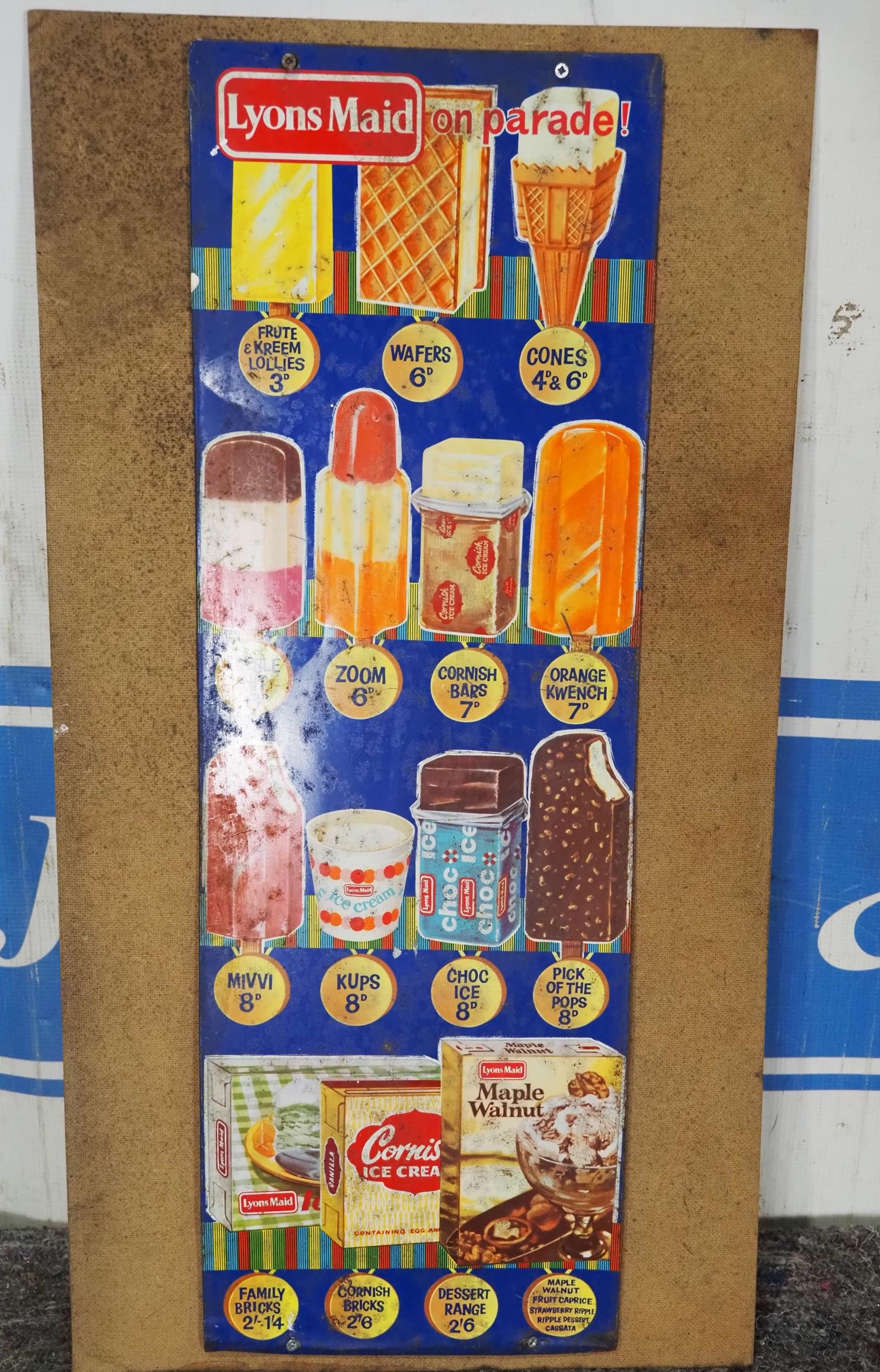 Tin sign - Lyons Maid ice creams 27" x 9"