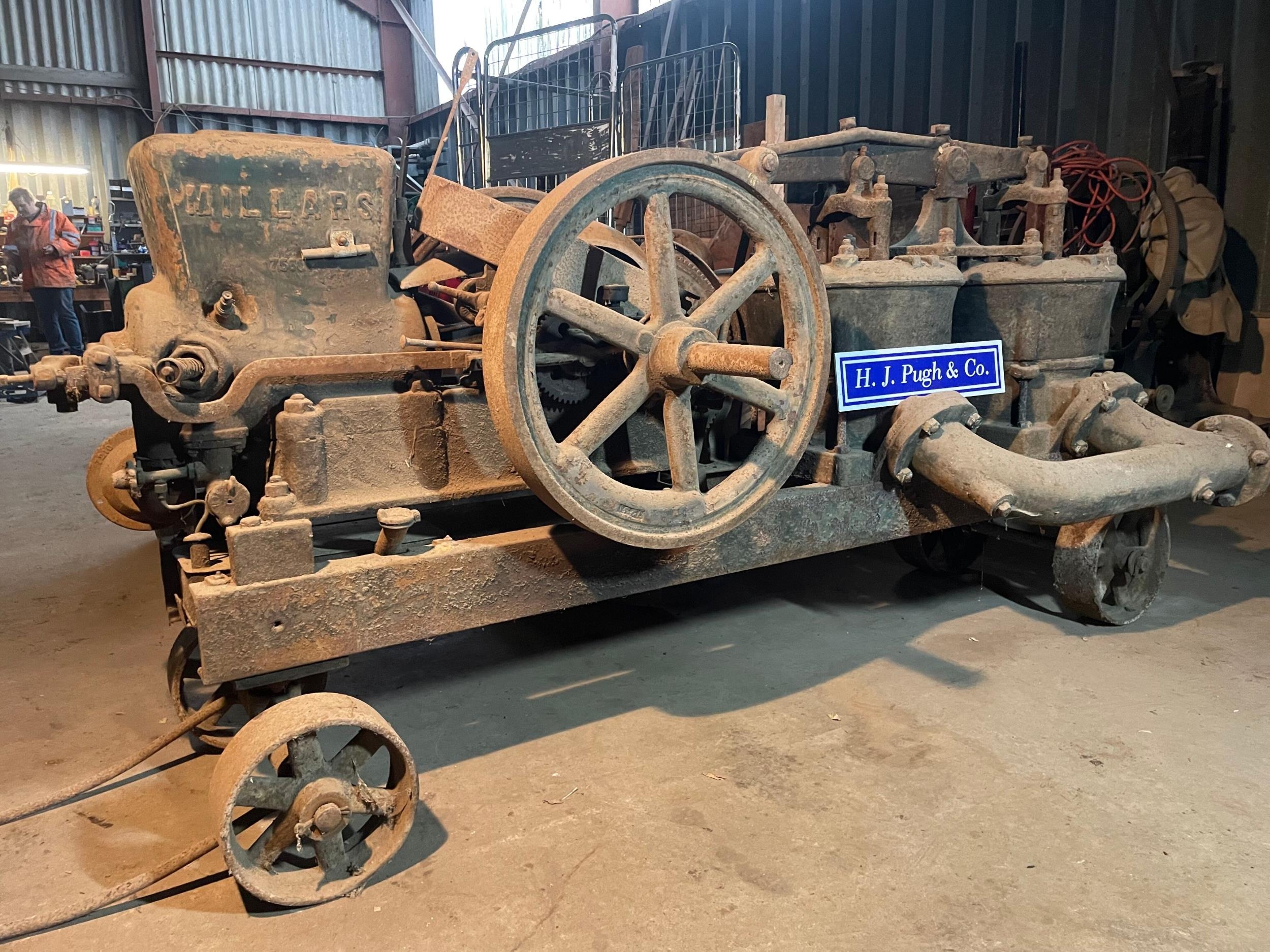 Millars 4HP open crank engine sn 8017 on Millars trolley complete with ...