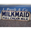 Enamel sign - Milkmaid Full Cream Milk 12" x 36"