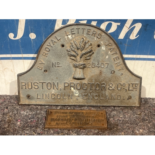 Cast Iron plaques - Ruston, Proctor & Co and Maynard Whittlesford