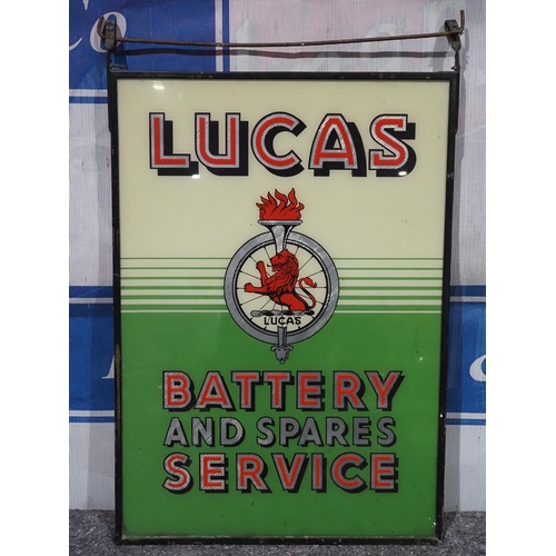 Double sided glass sign - Lucas Battery Service 32" x 23" AF
