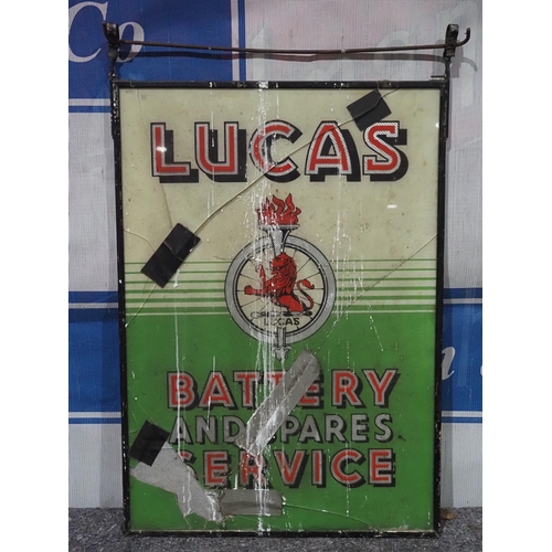 Double sided glass sign - Lucas Battery Service 32" x 23" AF