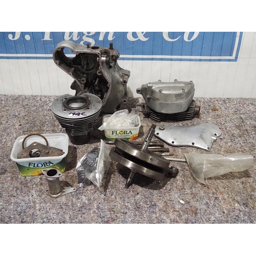 Velocette MAC engine spares to include cases, fly wheel, barrel ...