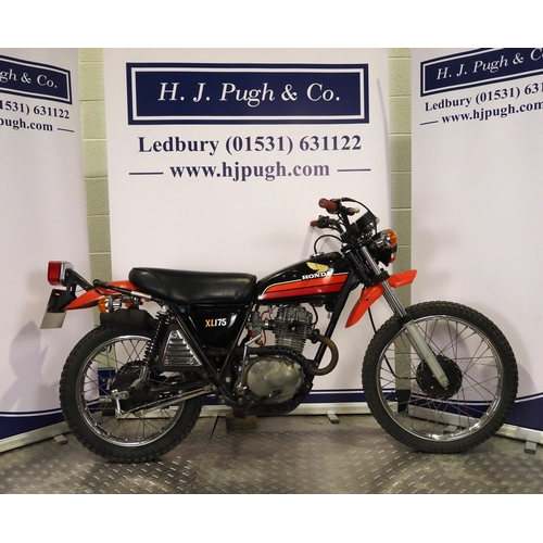 Honda XL175 motorcycle. 1978. 173cc Frame No. XL175-4204481 Engine No ...