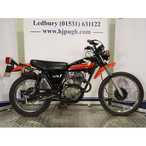 Honda XL175 motorcycle. 1978. 173cc Frame No. XL175-4204481 Engine No ...