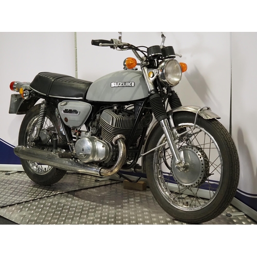 Suzuki T500 motorcycle. 1975. 493cc. Frame No. 84030 Engine No. 84157 ...
