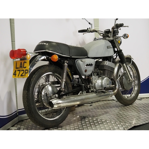 Suzuki T500 motorcycle. 1975. 493cc. Frame No. 84030 Engine No. 84157 ...