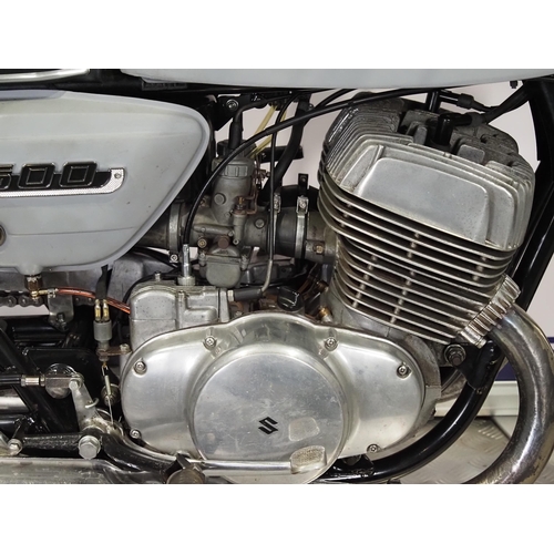 Suzuki T500 motorcycle. 1975. 493cc. Frame No. 84030 Engine No. 84157 ...