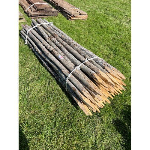 Bundle of 8ft pointed chestnut tree stakes - 55