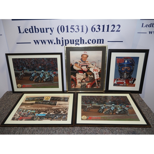 5 Framed speedway posters