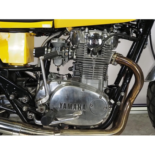 Yamaha XS650 flat track motorcycle. 1975. 653cc Engine turns over with ...