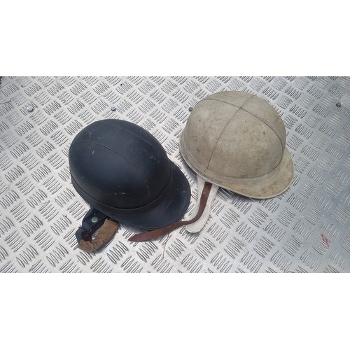 2 x Vintage motorcycle crash helmets