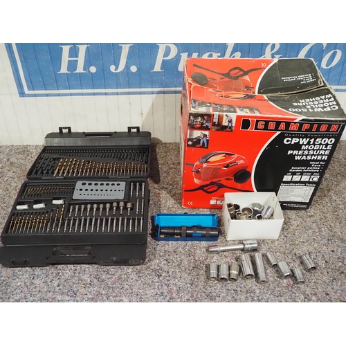 Champion mobile pressure washer, Britool sockets and drill bit set