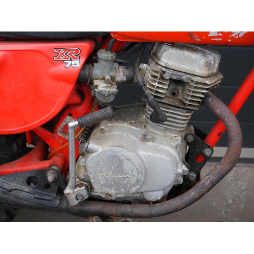 Honda XR 75 scrambler project. 1977. 75cc Frame No. XR75-1416082 Engine ...
