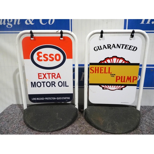 Plastic double sided advertising signs - Esso and Shell
