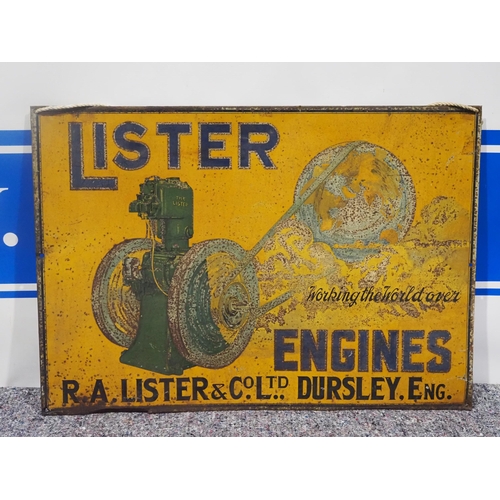 Tin sign - Lister engines 'working the world over' 19" x 27"
