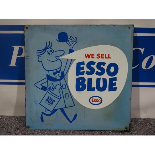Double sided post mounted enamel sign - Esso blue 18" x 18"