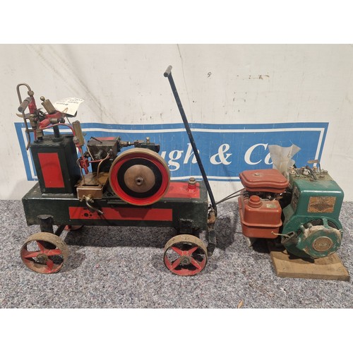 Home built steam engine and Briggs & Stratton lawn mower engine