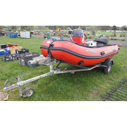 RIB wet line 360HD rib with trailer, 15HP marina 4 stroke outboard ...