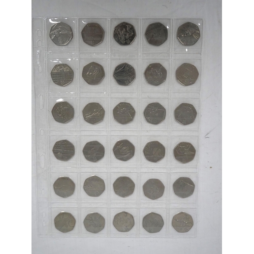 Set of 30 different commemorative 2012 London Olympics 50p coins