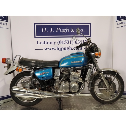 Suzuki GT750 motorcycle. 1975. 750cc Frame No. GT750-65235 Engine No ...