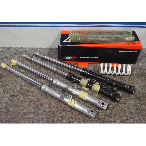 Motorcycle forks and unused KTM fork springs