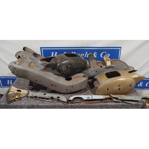 Ariel Arrow tin work to include frames, chain guards and tank guards