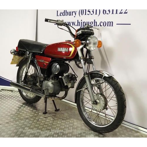 Yamaha Y100 motorcycle. 1985. 97cc Frame No. 2U 0324535 Engine No. 2U ...