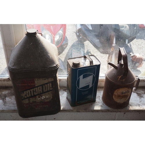 Aladdin jug, motor oil can and oil jug