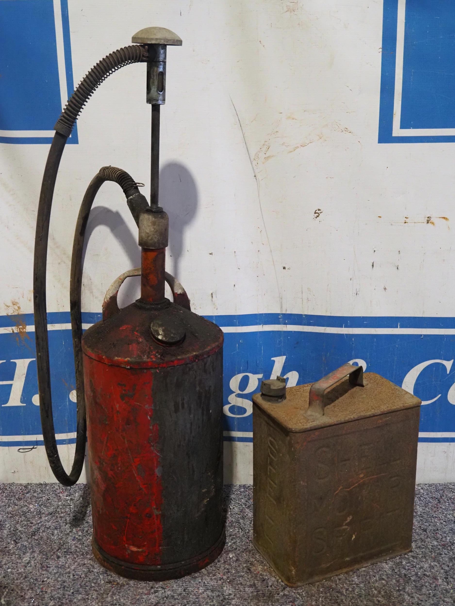 2 Gallon fuel can - Shell motor spirit and oil dispenser