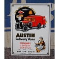 Modern enamel sign - Austin delivery vans 7" x 10"