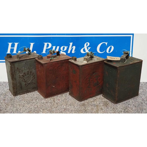 Assorted 2 gallon fuel cans to include Shell, Esso, Pratts etc - 4