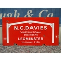 Enamel sign - N.C Davies Leominster 12" x 24"