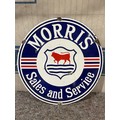 Enamel sign - Morris sales and service 28" diameter