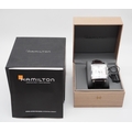 Hamilton Jazzmaster Square watch with leather strap in box
