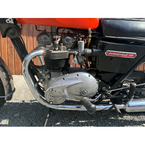 Triumph Bonneville T140V motorcycle. 1973.750cc Frame No. T140V CH27280 ...