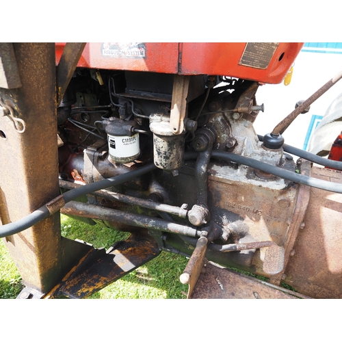 Massey Ferguson 35 3 cylinder tractor, 1960. Showing 1520 hours. Runs and drives. C/w front end load