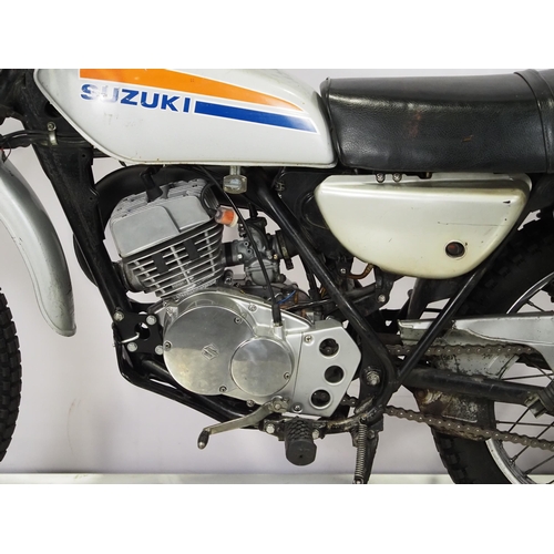 Suzuki TS185 trail bike. 1973. 185cc Runs and rides. Has a rebuilt engine. Reg. FWW 101M. V5. Key