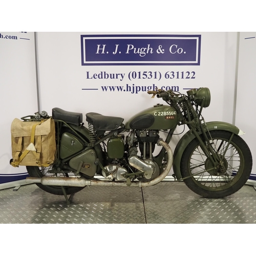 Ariel 350 W/NG motorcycle. 1942. 350cc Frame No. XG26223 Engine No ...